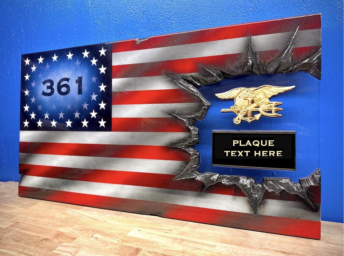 Navy Seal Trident Patch Series - Professional Wooden American Flag Gift ...