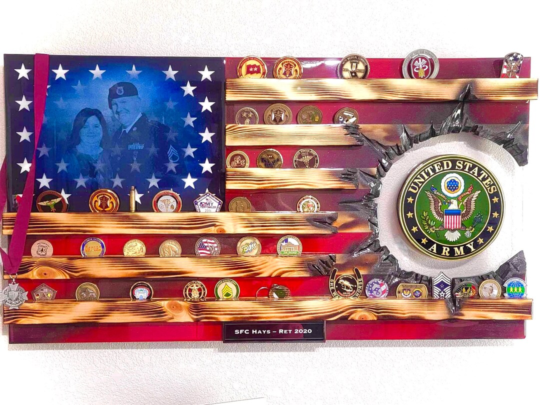 Army Military American Flag Coin Holder Patch Series - Memorial, Coin ...