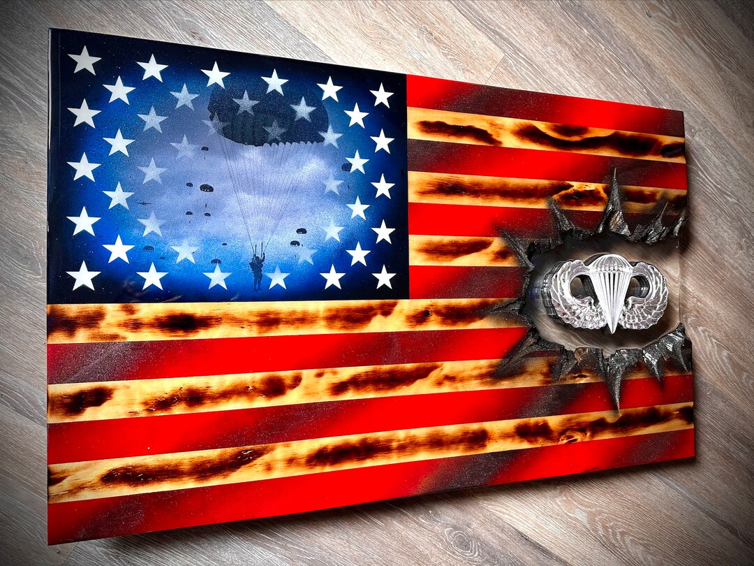 Paratrooper's Wooden Flag - Professionally Crafted by an Army Medic ...