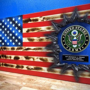 Army Patch Series - W/ Plaque - Professional Wooden American Flag Gift ...