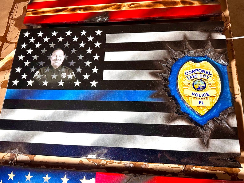 Epoxy Thin Blue Line Flag, Police American Flag, Law Enforcement Gift ...