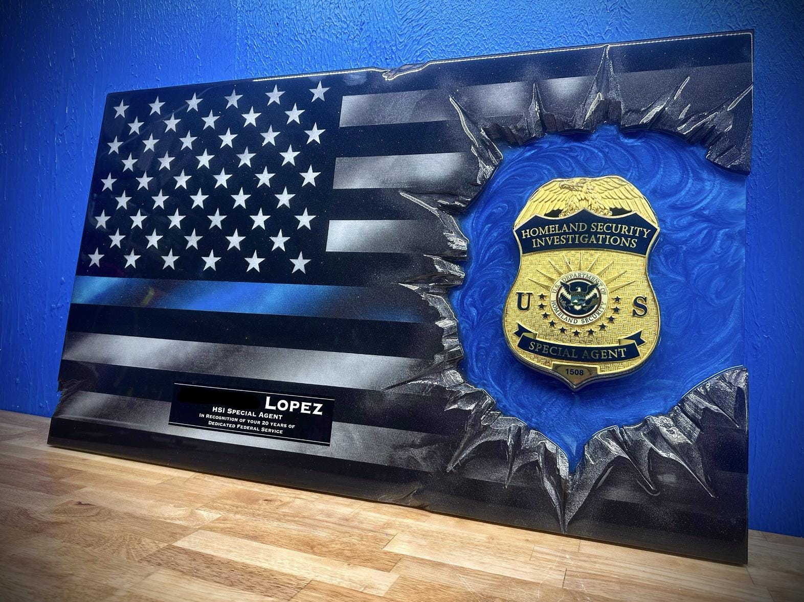 Special Agent Thin Blue Line Flag - Custom Badge & Plaque Additions ...