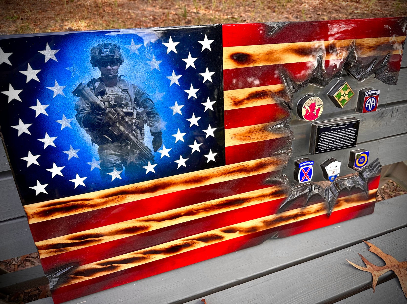Army Unit American Wooden American Flag Gift, ETS, PCS, Military ...
