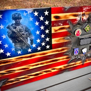 Army Patch Series - W/ Plaque - Professional Wooden American Flag Gift ...