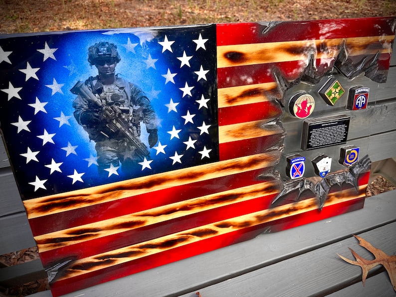 Army Unit American Wooden American Flag Gift, ETS, PCS, Military ...