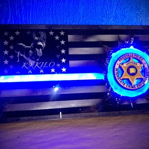 NYPD Police ILLUMINATED Thin Blue Line Flag Customizable With Lights ...