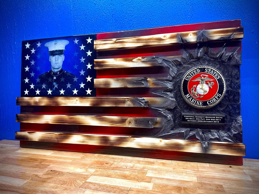 Marine Corps Patch Series Coin Holder - W/ Plaque - Professional Wooden ...