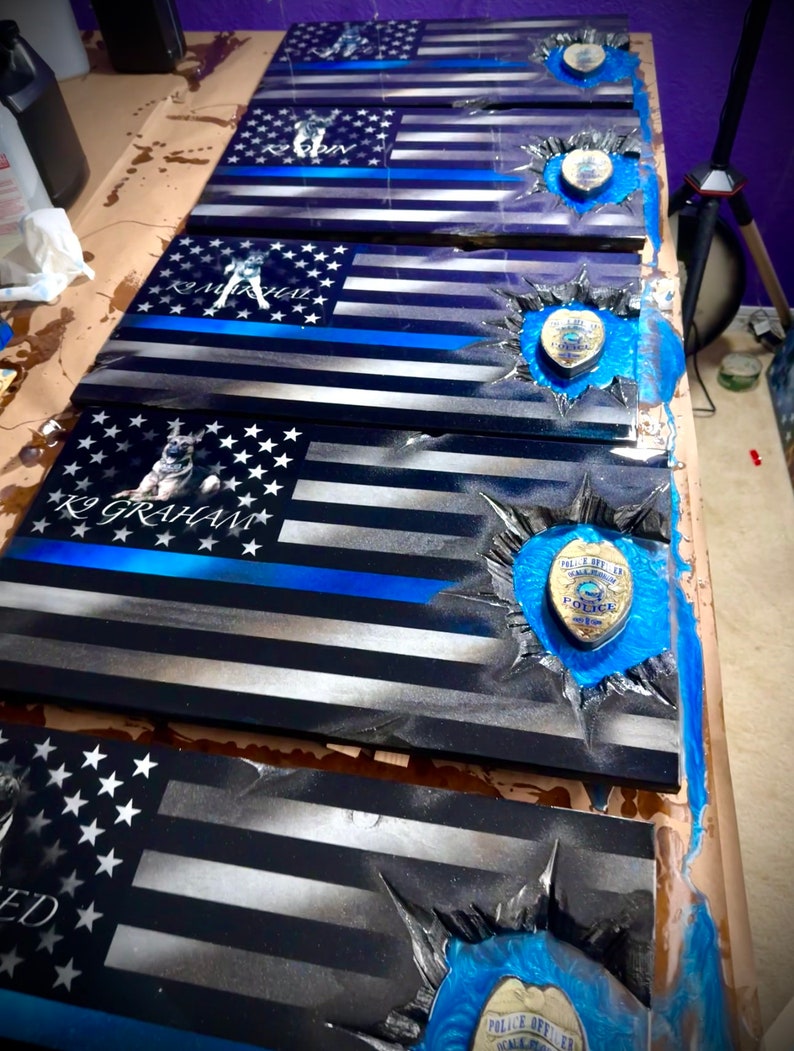 Police K9 Thin Blue Line Flag - Custom Canine Photo & Badge Additions ...