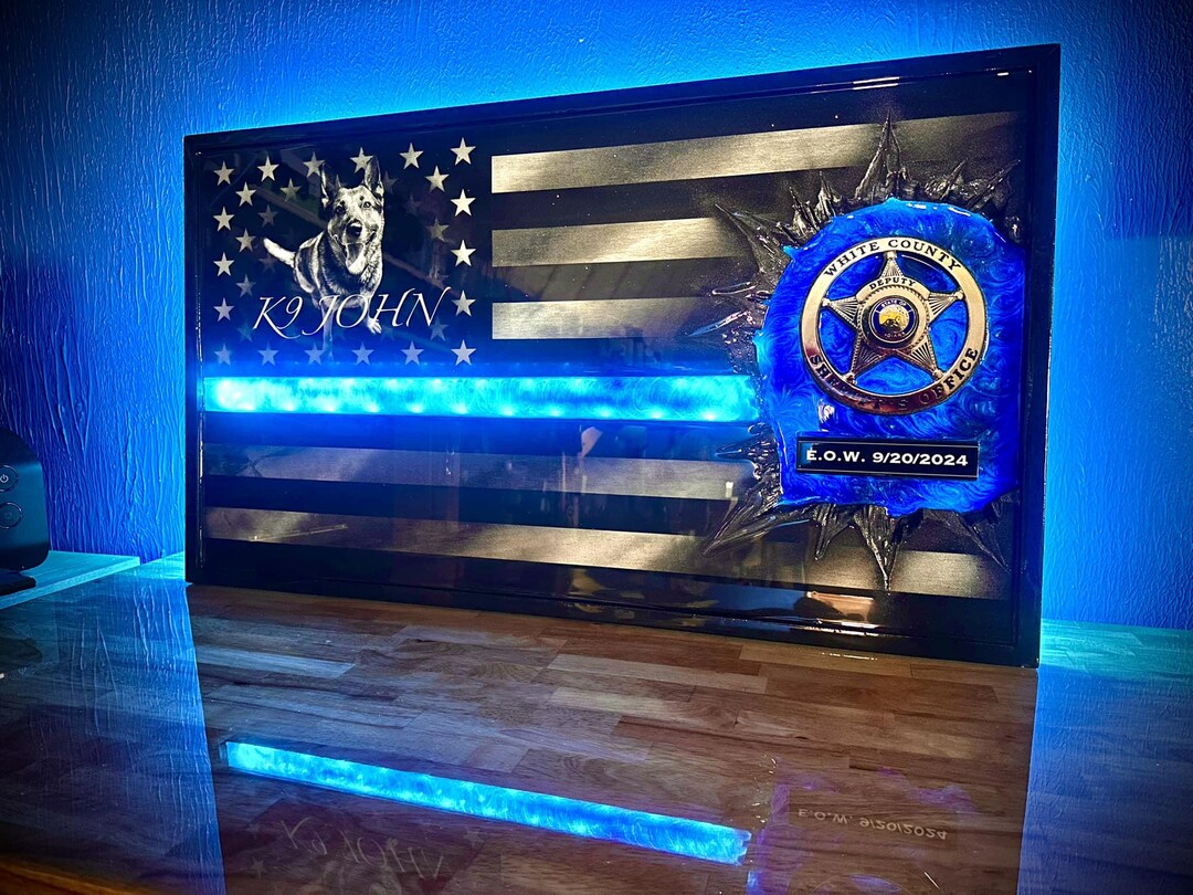 Police ILLUMINATED Thin Blue Line Flag Customizable With LIGHTS! - Made ...