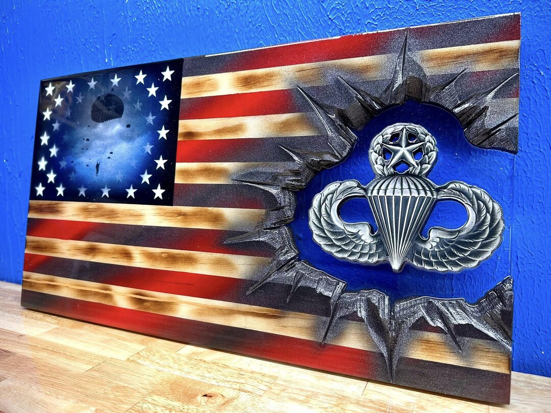 Paratrooper's Wooden Flag - Professionally Crafted by an Army Medic ...