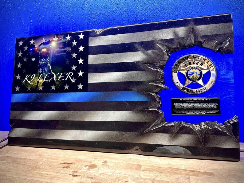 Police K9 Thin Blue Line Flag - Custom Canine Photo & Badge Additions ...