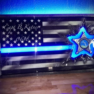 Police ILLUMINATED Thin Blue Line Flag Customizable With LIGHTS! - Made ...