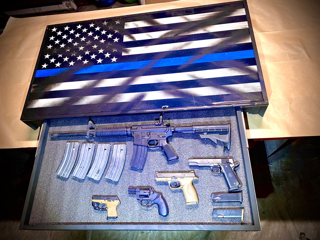 Thin Blue Line Gun Safe Concealment Case Locking Gun Box - Etsy