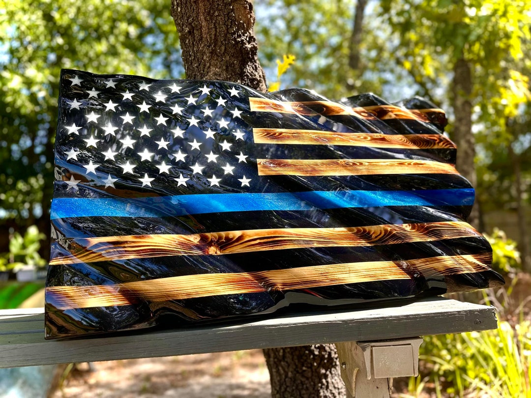 WAVY EPOXY Police Thin Blue Line Flag! - Made to Order - No Cnc -custom ...