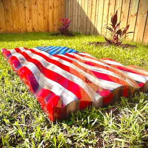 Epoxy WAVY American Flag Art, Professional American Burned Flag Wall ...