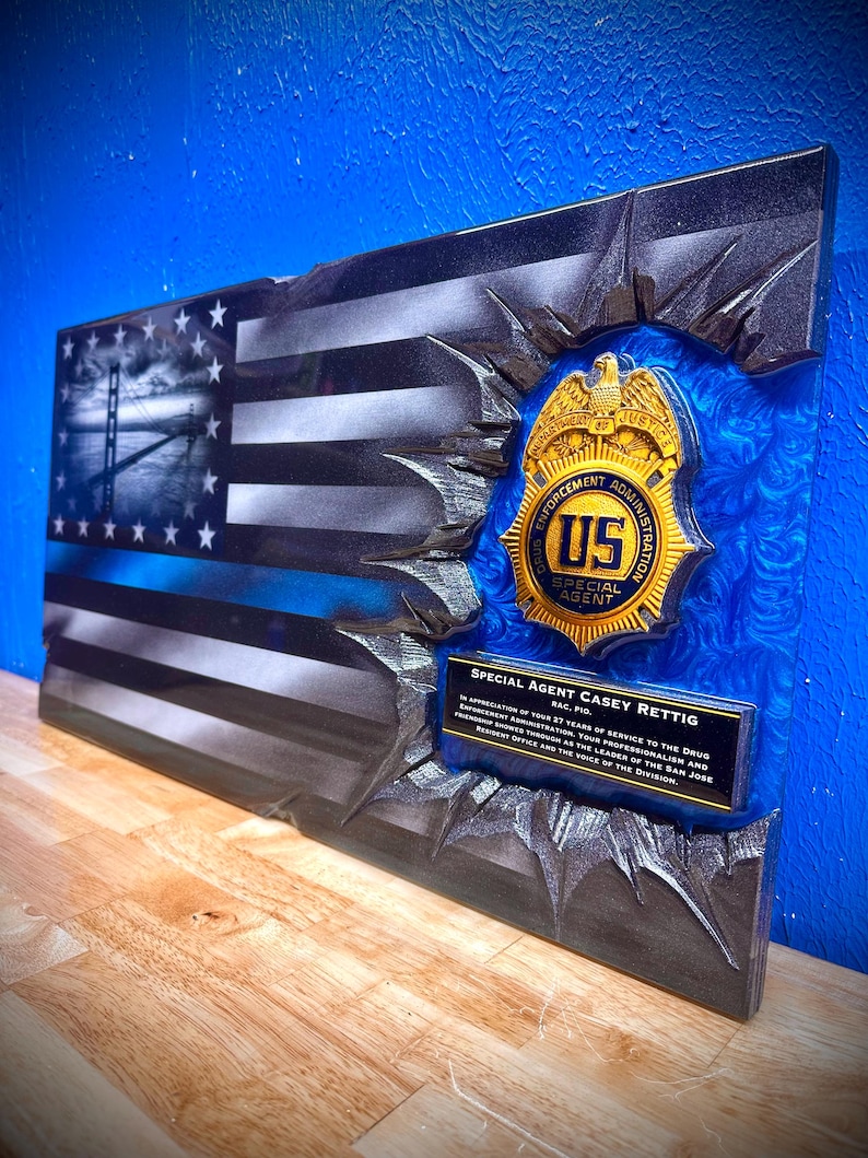 DEA Special Agent Thin Blue Line Flag - Custom Badge & Plaque Additions ...