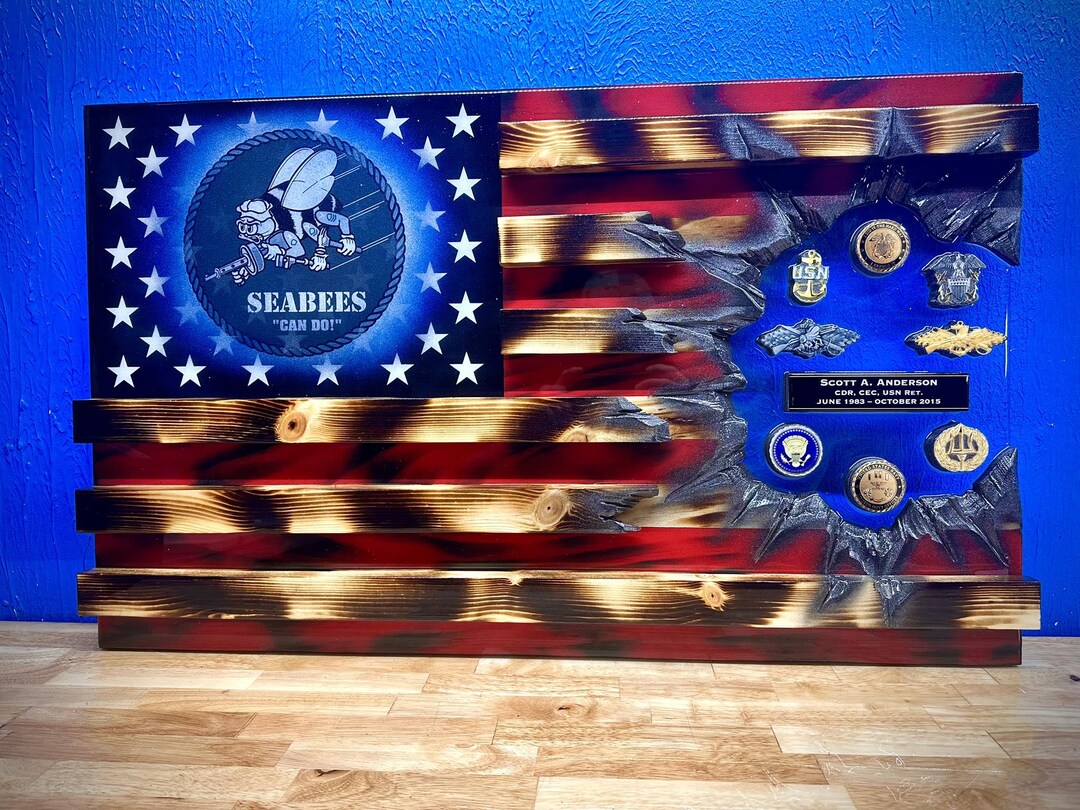 Seabees CB Navy American Flag Coin Holder Patch Series - Coin Rack ...