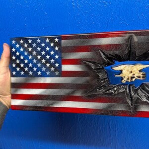 Navy Seal Trident Patch Series - Professional Wooden American Flag Gift ...
