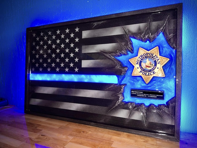 Police ILLUMINATED Thin Blue Line Flag Customizable With LIGHTS! - Made ...