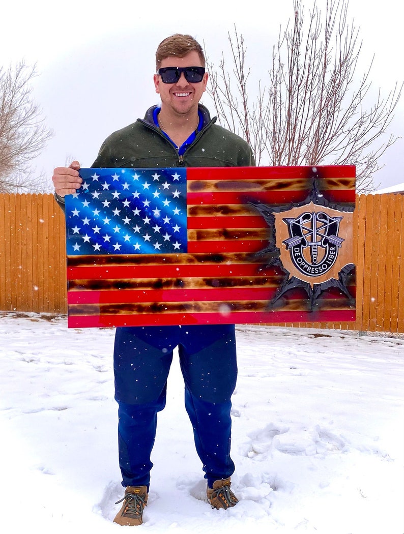 Special Forces Patch Series W/ Plaque Professional Wooden American Flag ...