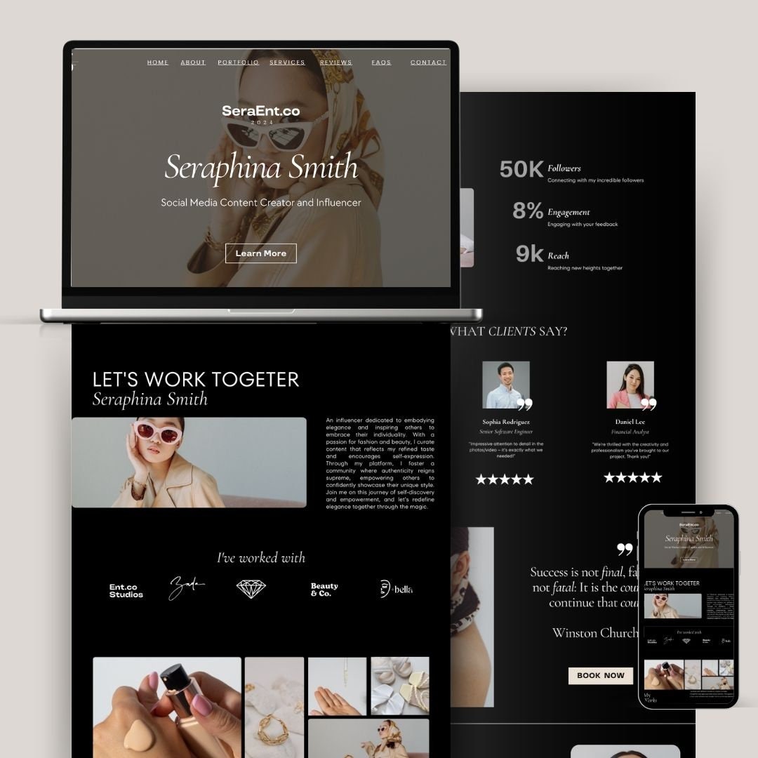 UGC Portfolio Template Luxury Canva Website Template Elegant Influencer ...