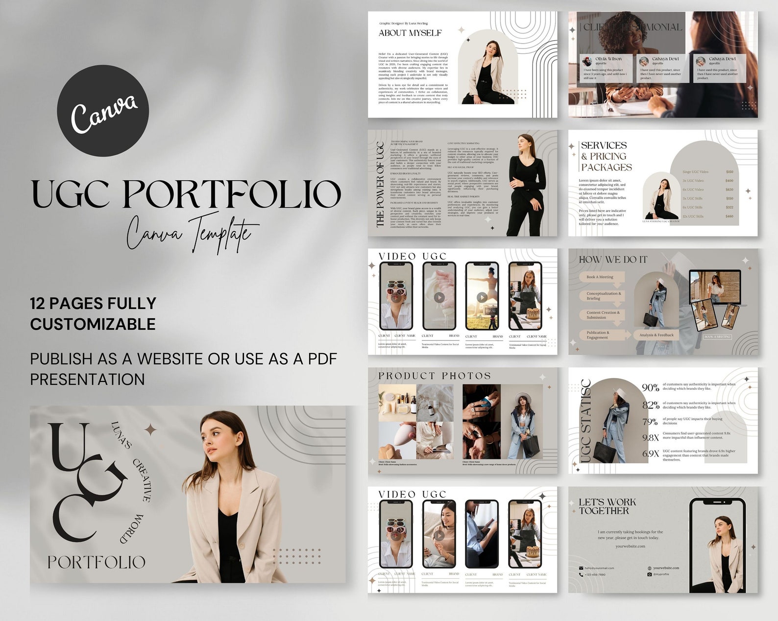 UGC Portfolio Template Canva, UGC Website Template, UGC Media Kit ...