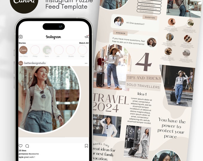 Neutral Instagram Puzzle Canva Template, Organic Instagram Aesthetic ...