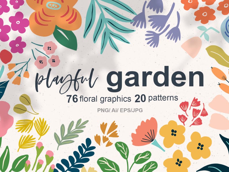 Floral Shapes Clipart | Trendy Flowers and Leaves | Spring Flowers ...