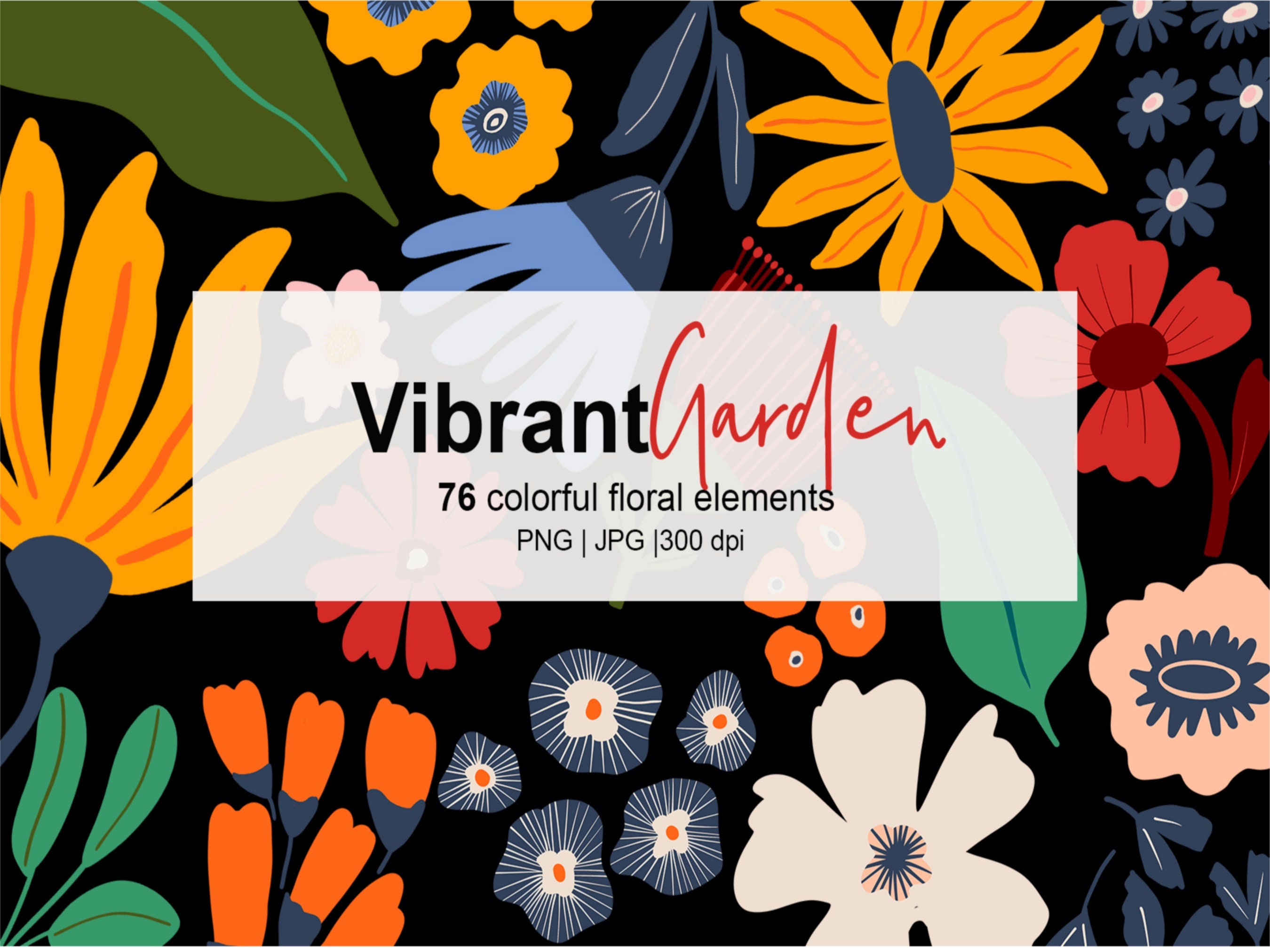 Abstract Floral Shapes Clipart Set Flowers, Leaves, Spring Flowers ...