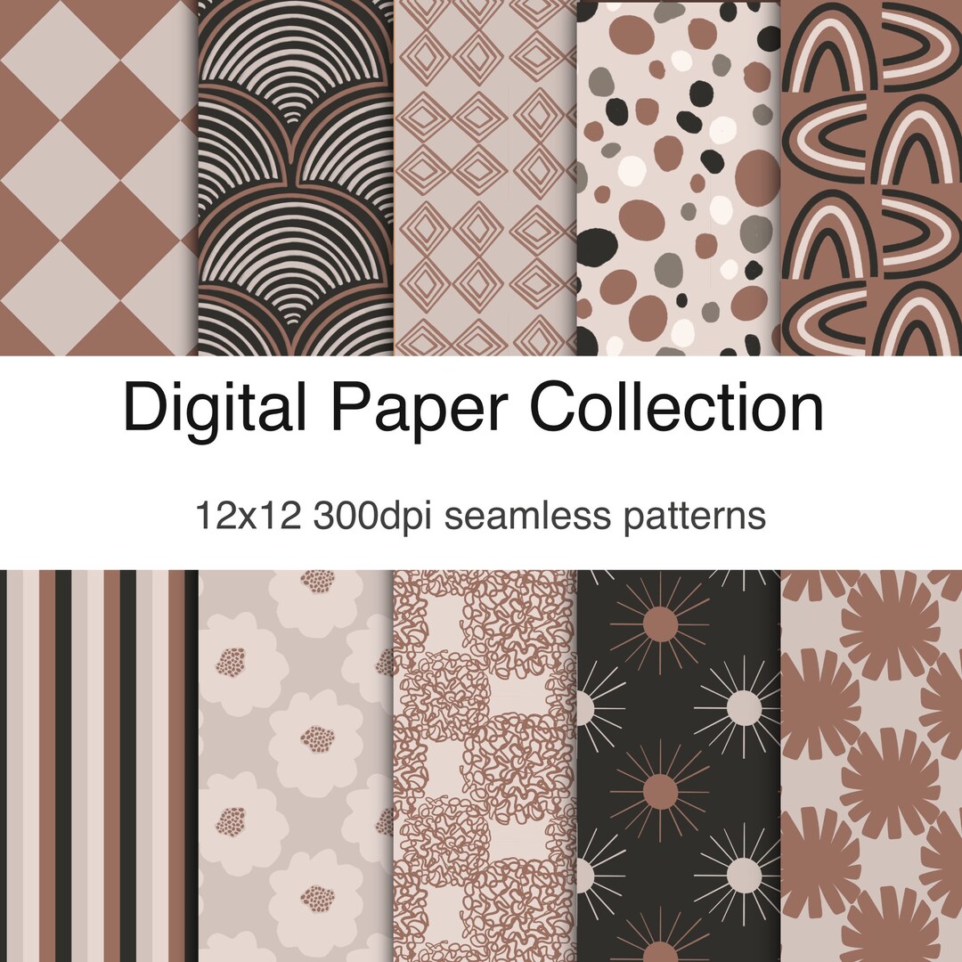 Earthy Boho Pattern Paper Collection | Boho Digital Paper | Seamless ...