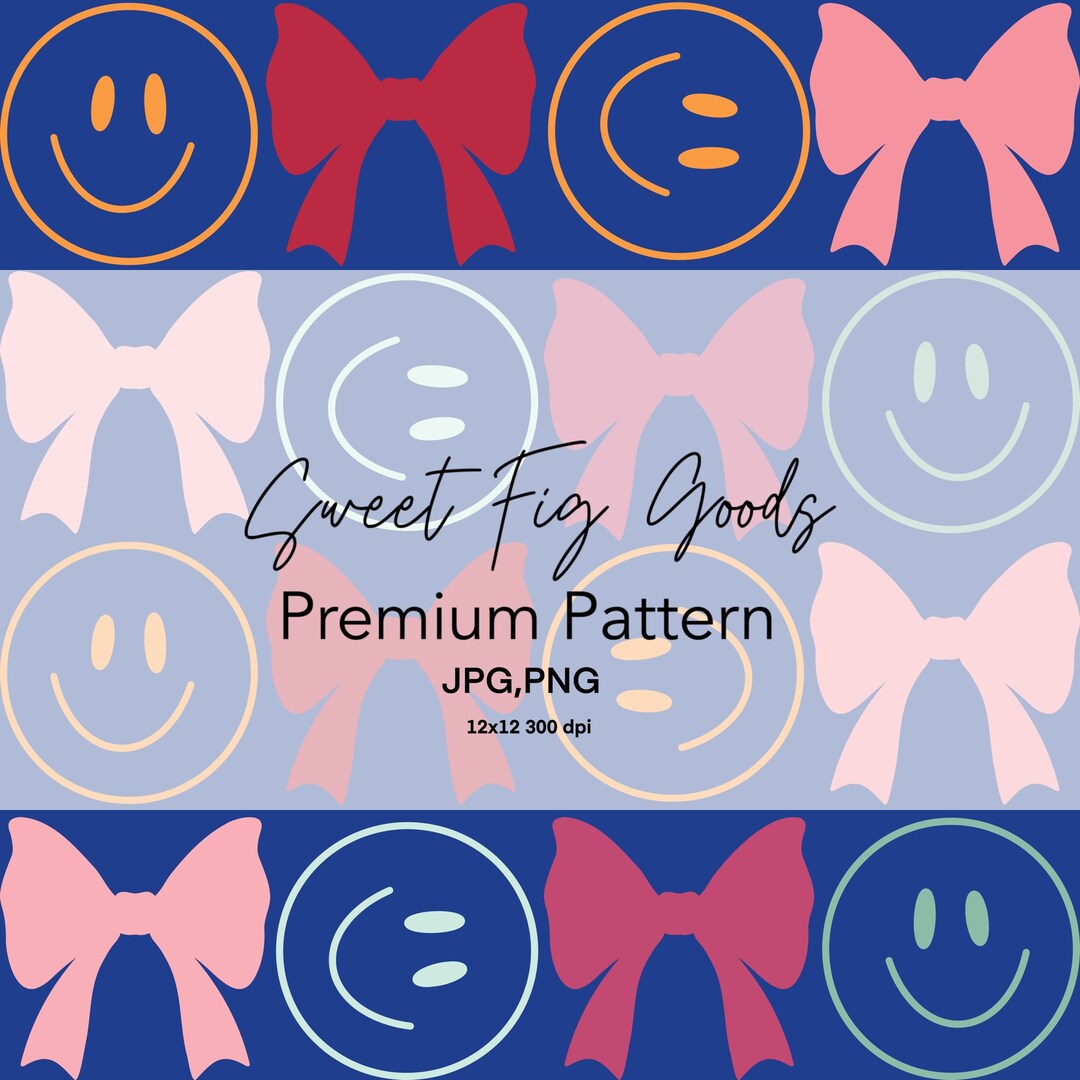 Cute Girl Pattern | Digital Download | Pink Bow Seamless Pattern ...