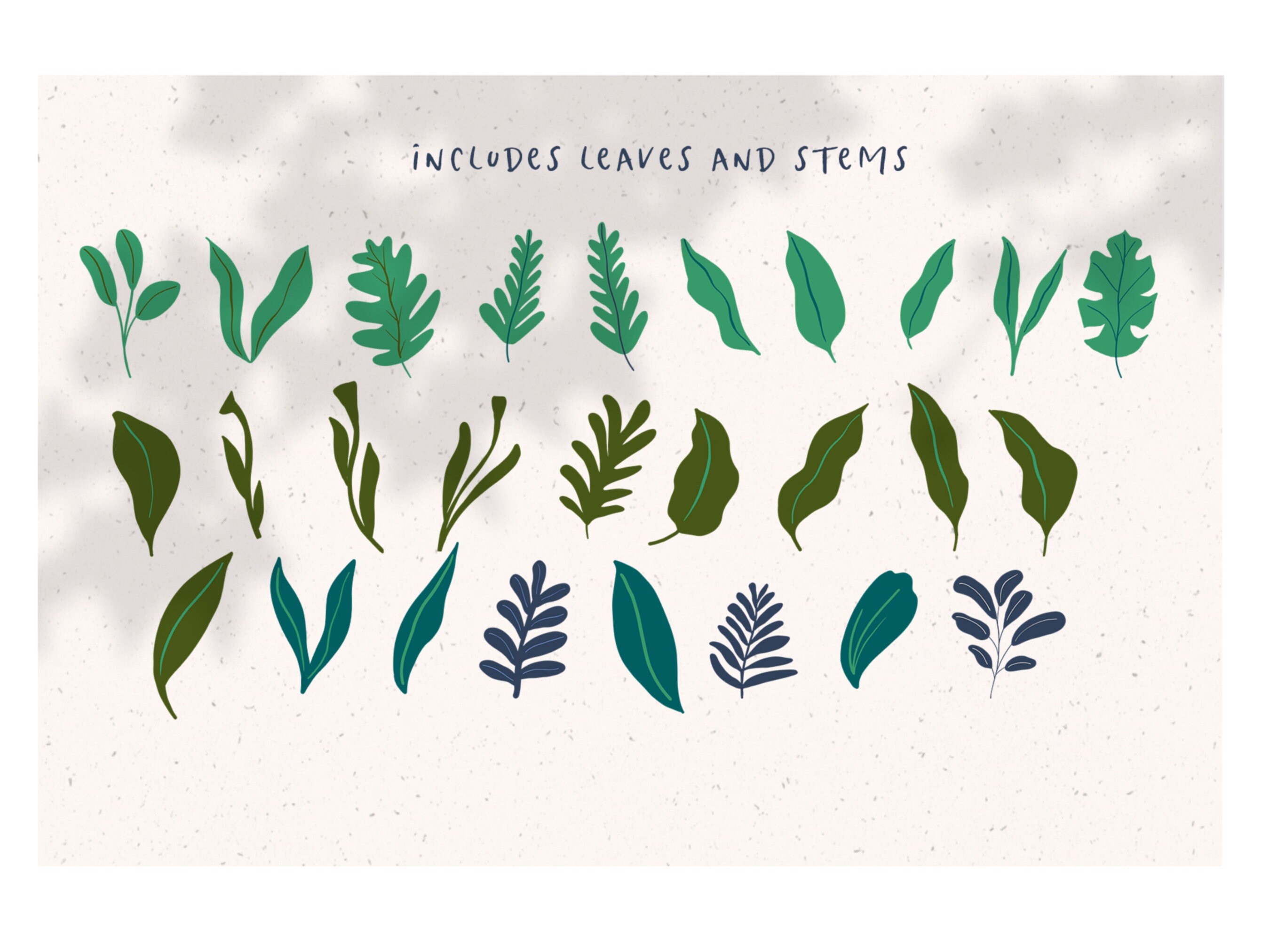 Abstract Floral Shapes Clipart Set Flowers, Leaves, Spring Flowers ...