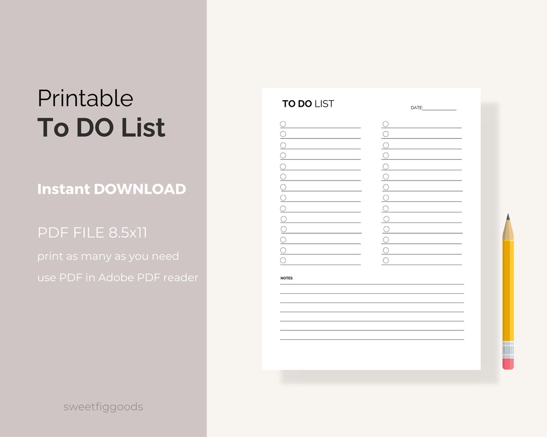 Printable to DO List, Printable PDF, Letter Size, Work Planner ...