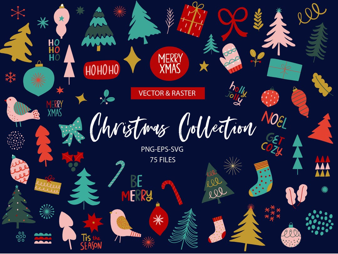 Christmas Collection Clipart | Xmas Clipart | Christmas PNG | Instant ...