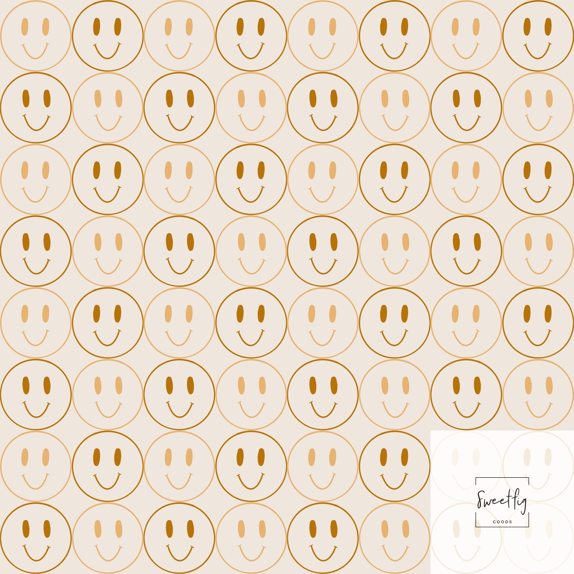 Retro Happy Face Seamless Pattern, JPG, and PNG, Printable Repeat ...