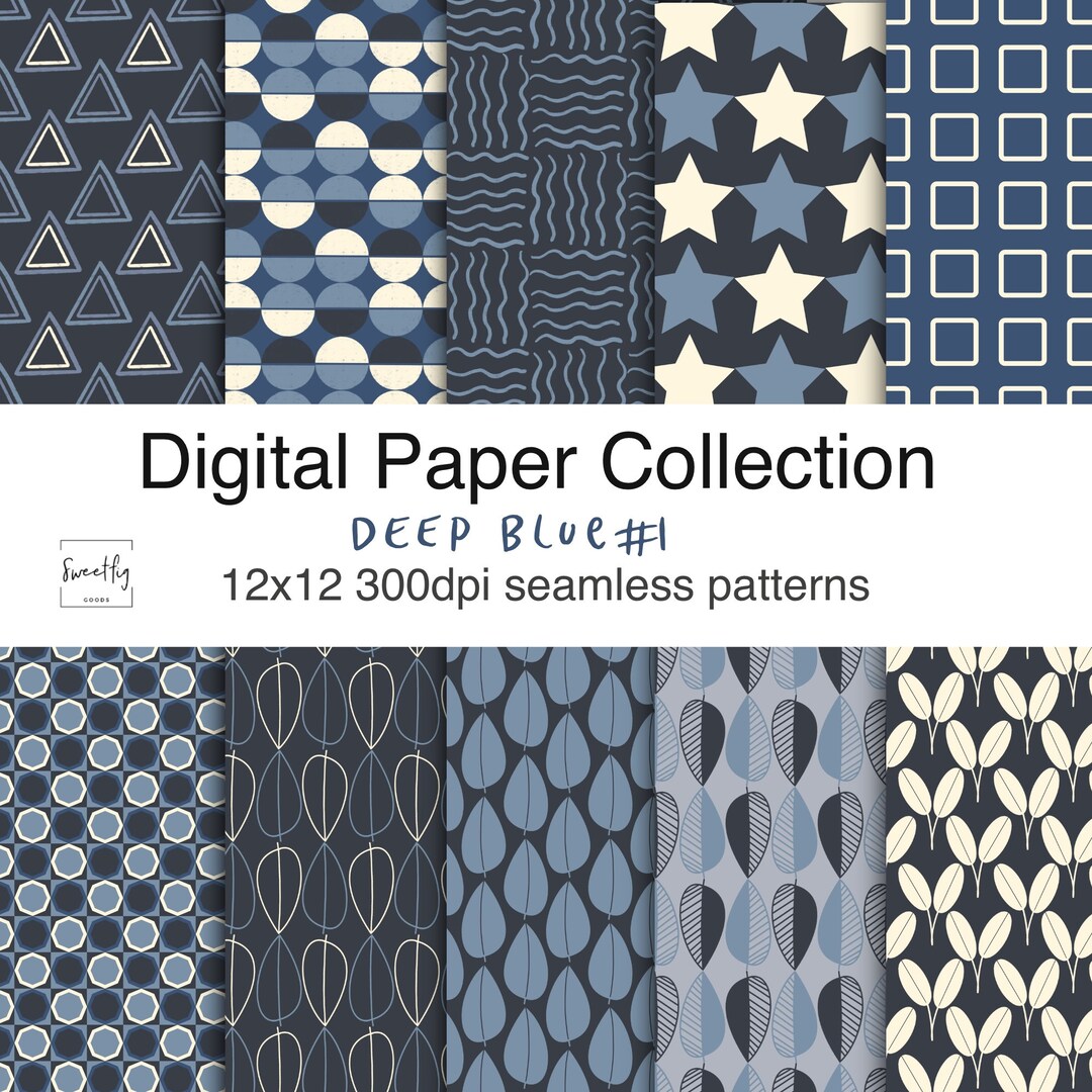 Deep Blue JPG Pattern Collection, Digital Paper, Commercial Use ...