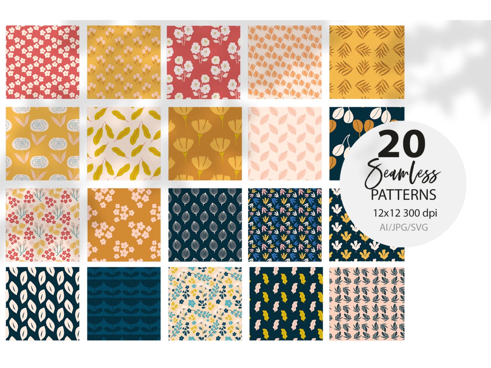 Floral Shapes Clipart | Trendy Flowers and Leaves | Spring Flowers ...