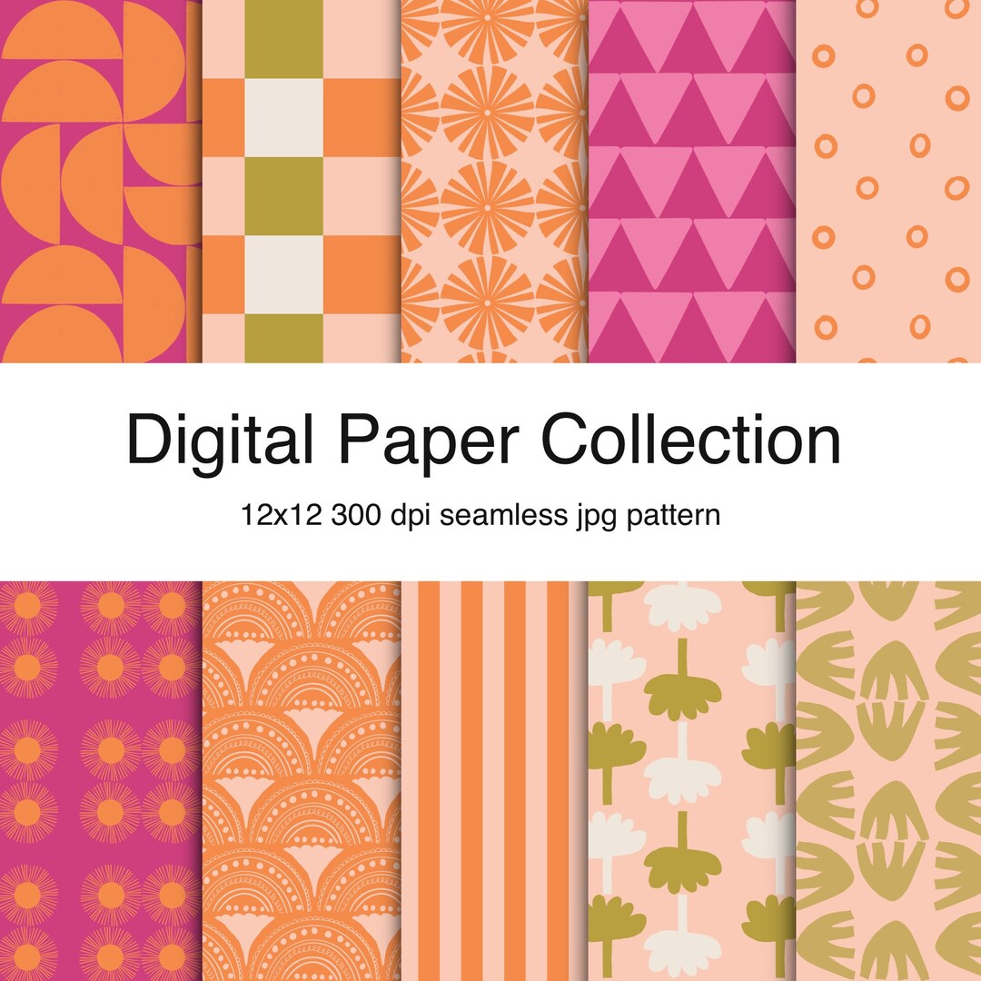 10 Boho Seamless Digital Papers, Boho Scrapbook Paper, Boho Backgrounds ...
