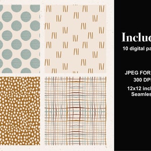 Boho Modern Pattern Paper Collection, Boho Seamless Digital Papers ...