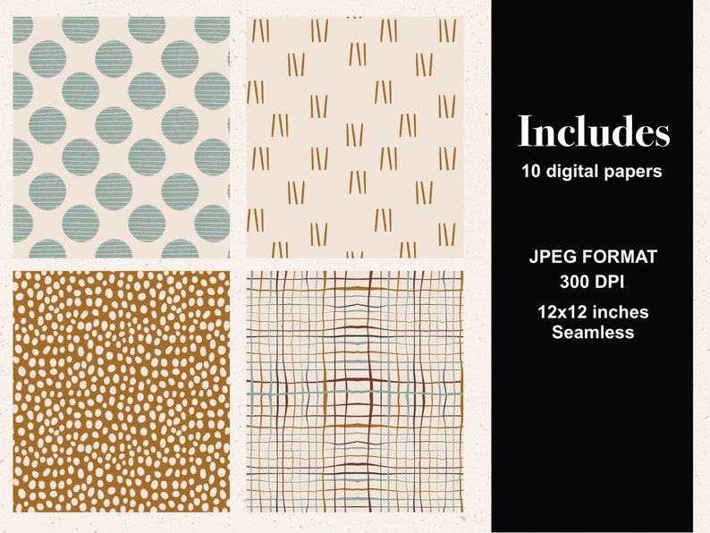 Boho Modern Pattern Paper Collection, Boho Seamless Digital Papers ...