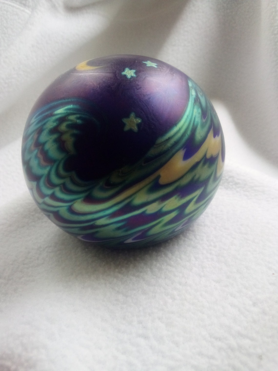 Vintage Lundberg Studios Starry Night Paperweight 1988 - Etsy