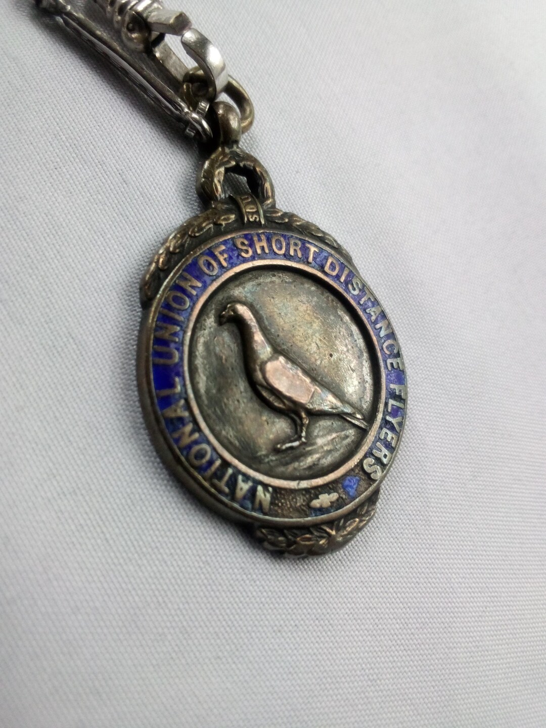Antique Sterling Silver Fob Pigeon Racing Medal Charm With Chain - Etsy