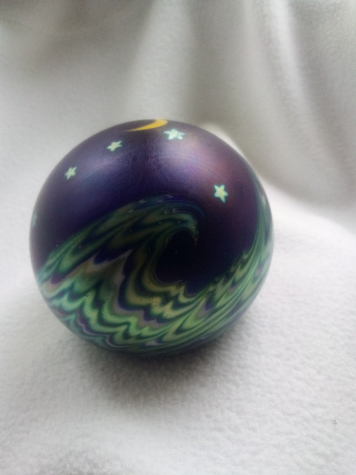 Vintage Lundberg Studios Starry Night Paperweight 1988 - Etsy