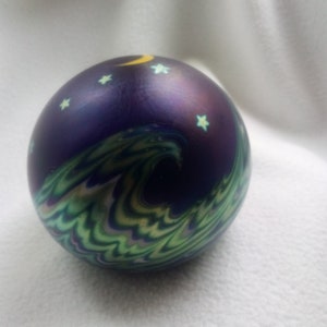 Vintage Lundberg Studios Starry Night Paperweight 1988 - Etsy