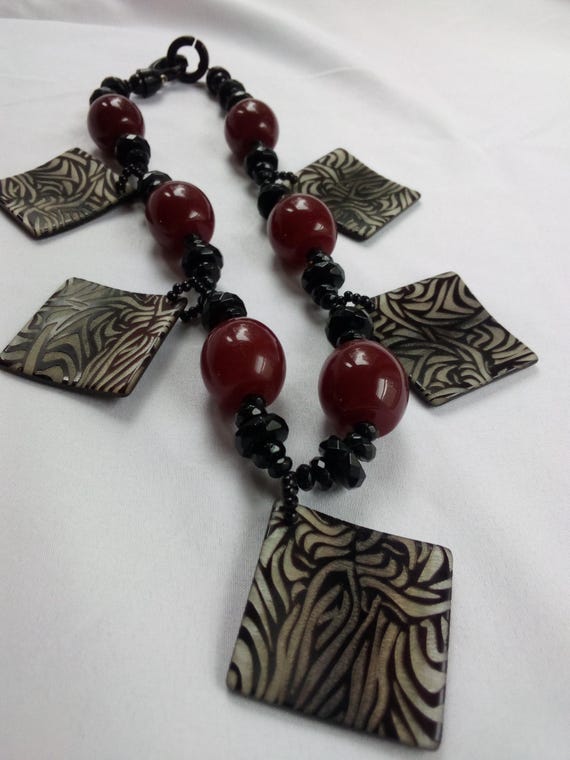 Vintage Gerda Lynggaard Monies Carved Horn Bib Neckla… - Gem