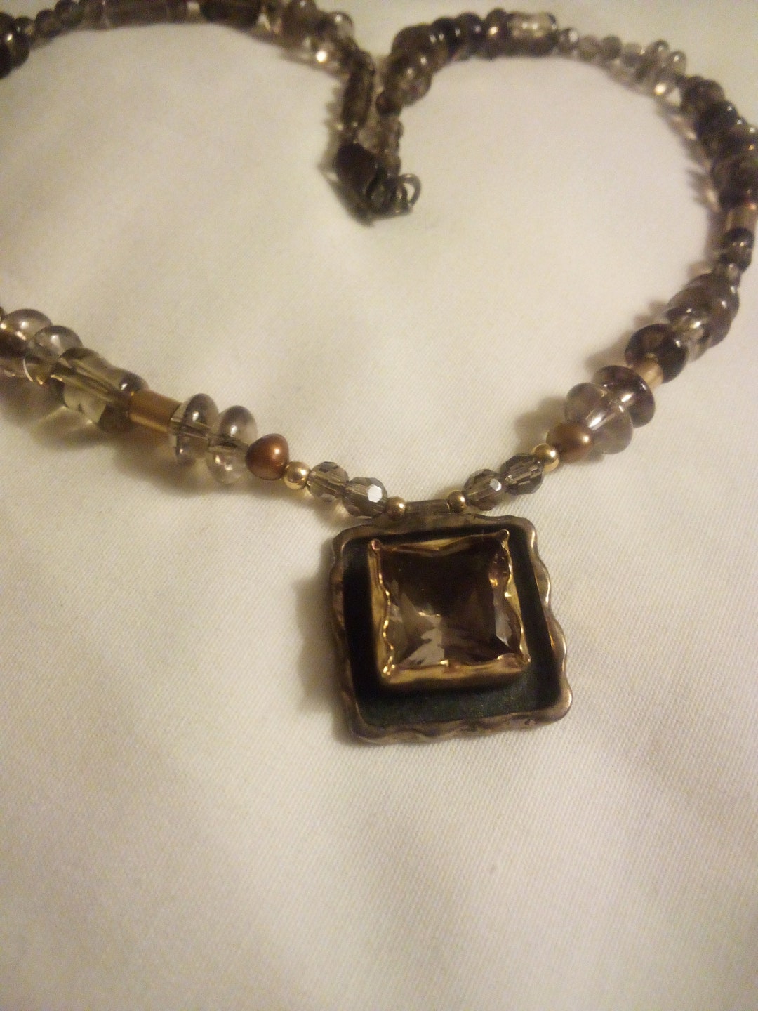 Vintage Signed Avi Soffer Sterling Silver Smokey Quartz Necklace - Etsy