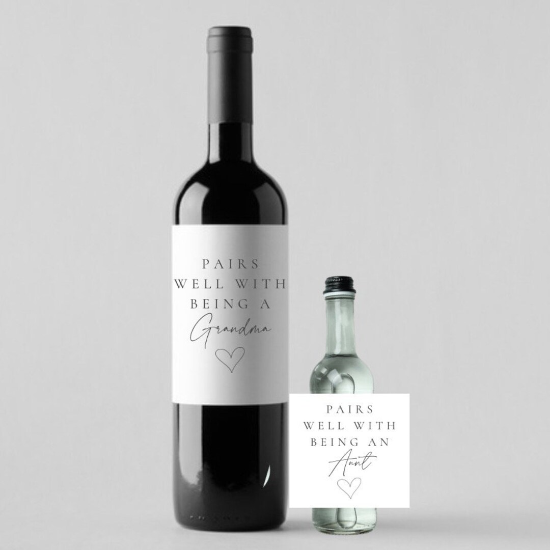 Pairs Well Pregnancy Announcement Labels | Grandma | Nana | Aunt | New ...