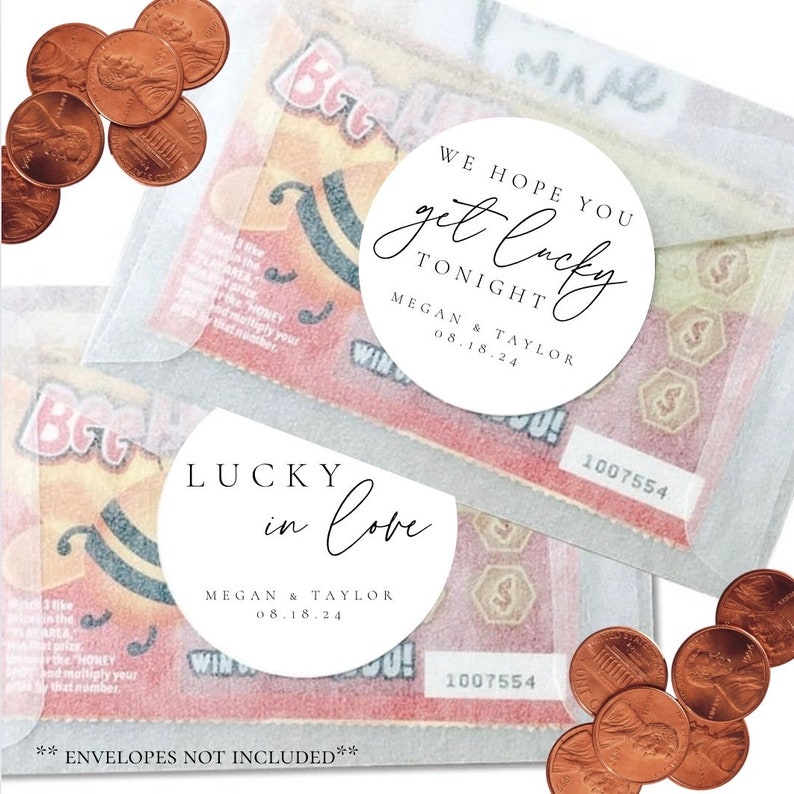 Personalized Lottery Wedding Favor Sticker Set of 12 Lucky in Love Get ...