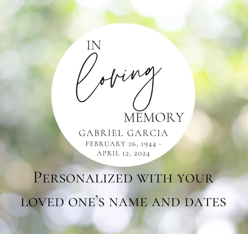 Personalized in Loving Memory Memorial Labels - Set of 12 | Funeral ...