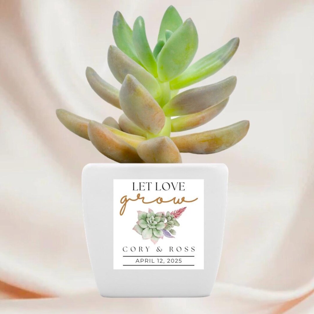 Personalized Succulent Favor Label: Let Love Grow, Wedding, Shower (set ...